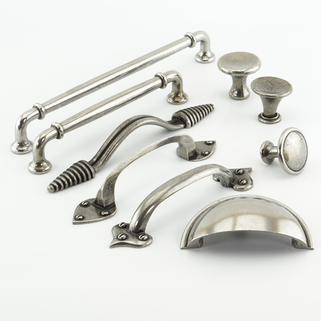 Pewter Cabinet Handles & Knobs - Pull Cup Handles & Cabinet Knobs